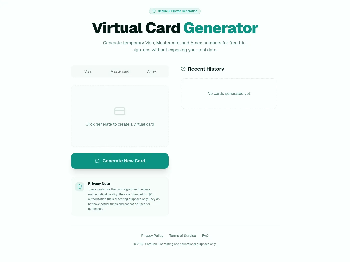 Virtual Card Generator