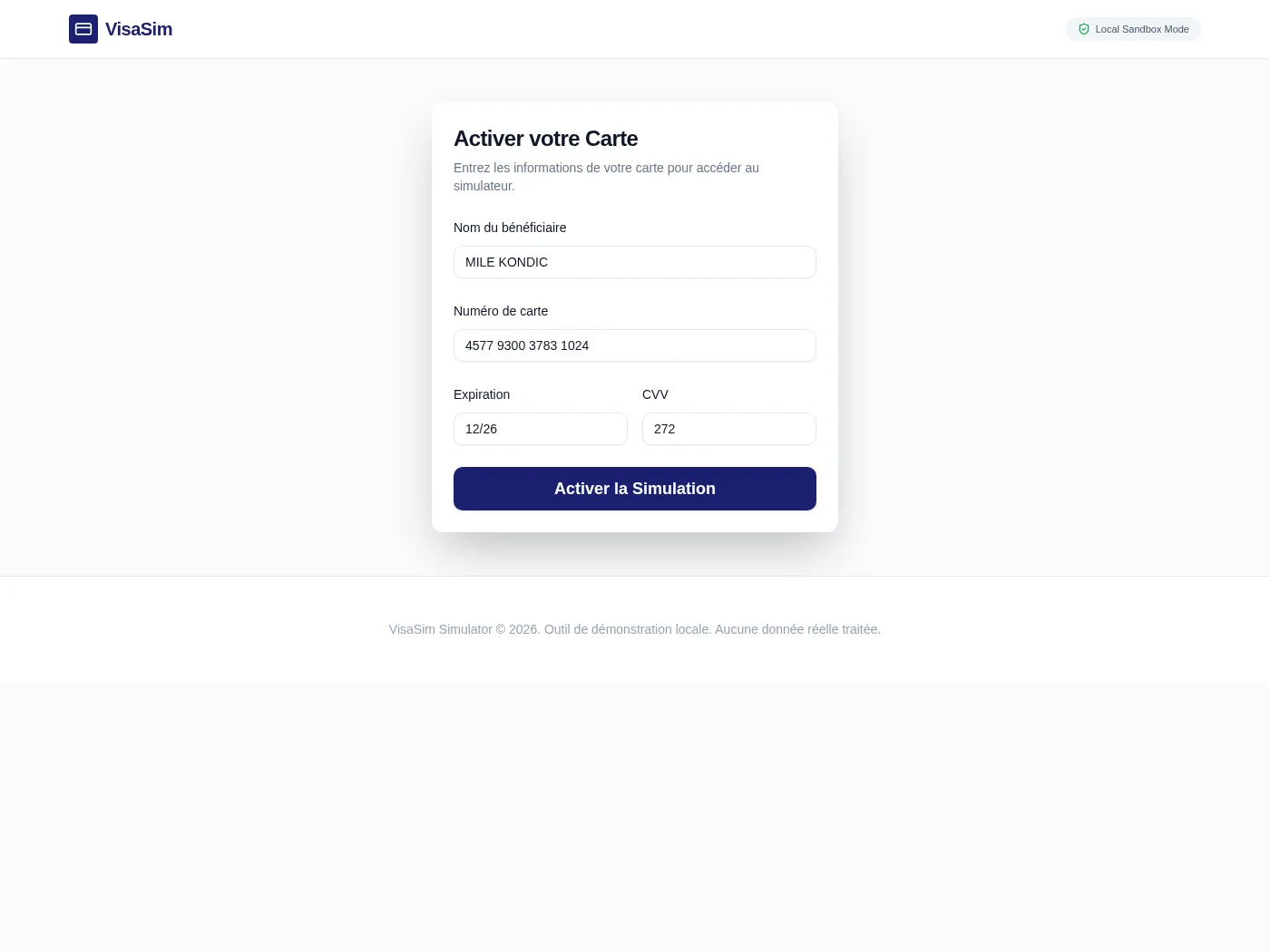 Visa Card Simulator