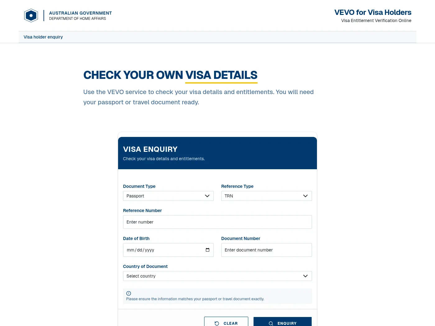 Visa Status Portal
