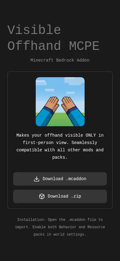 Visible Offhand MCPE