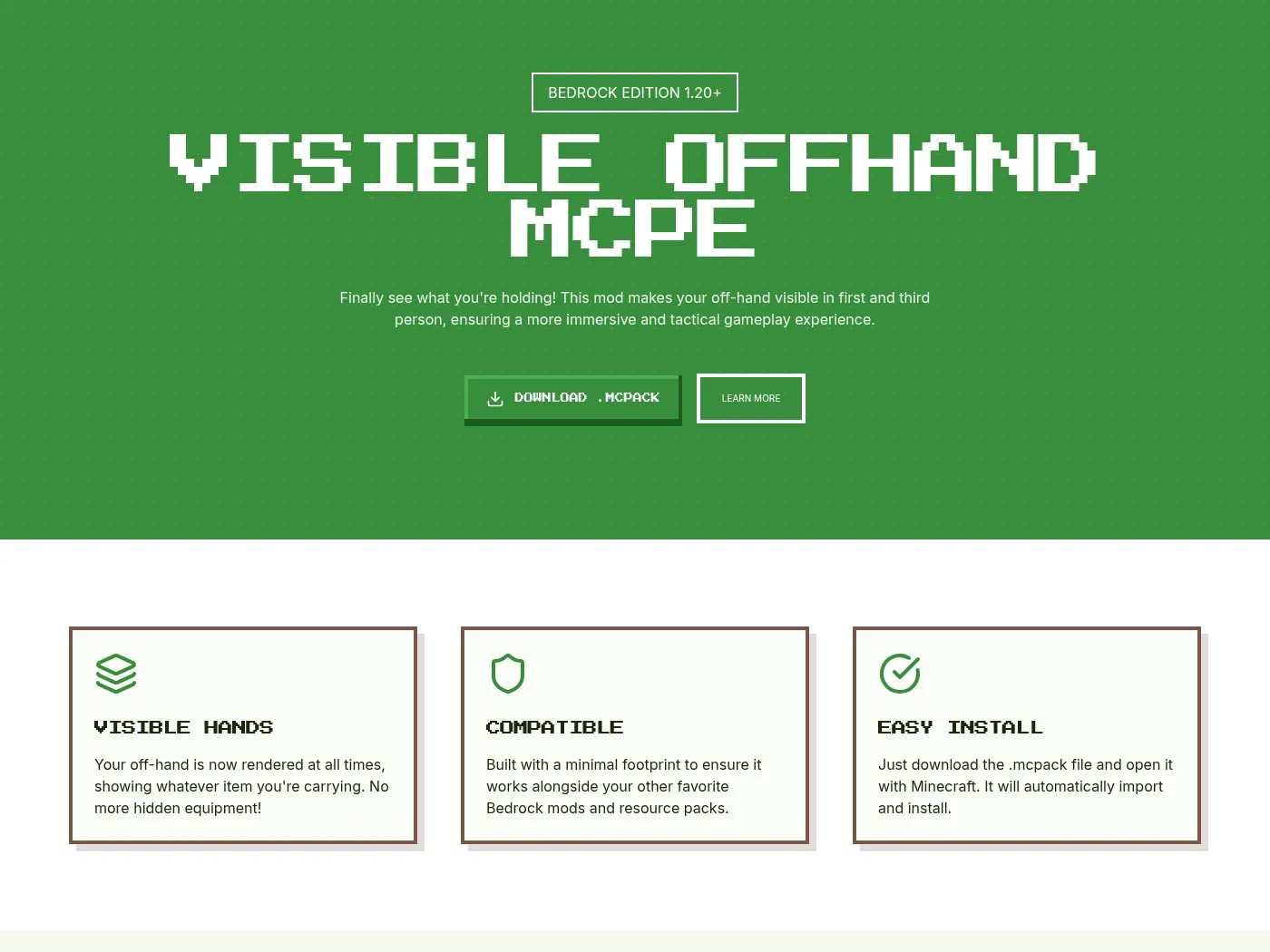 Visible Offhand MCPE