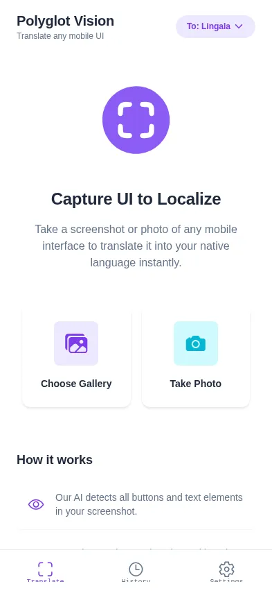 Polyglot UI Vision App