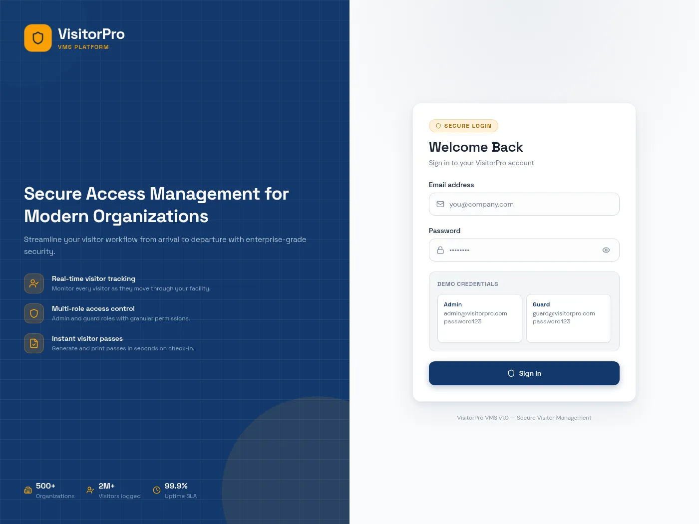 VisitorPro VMS Web App