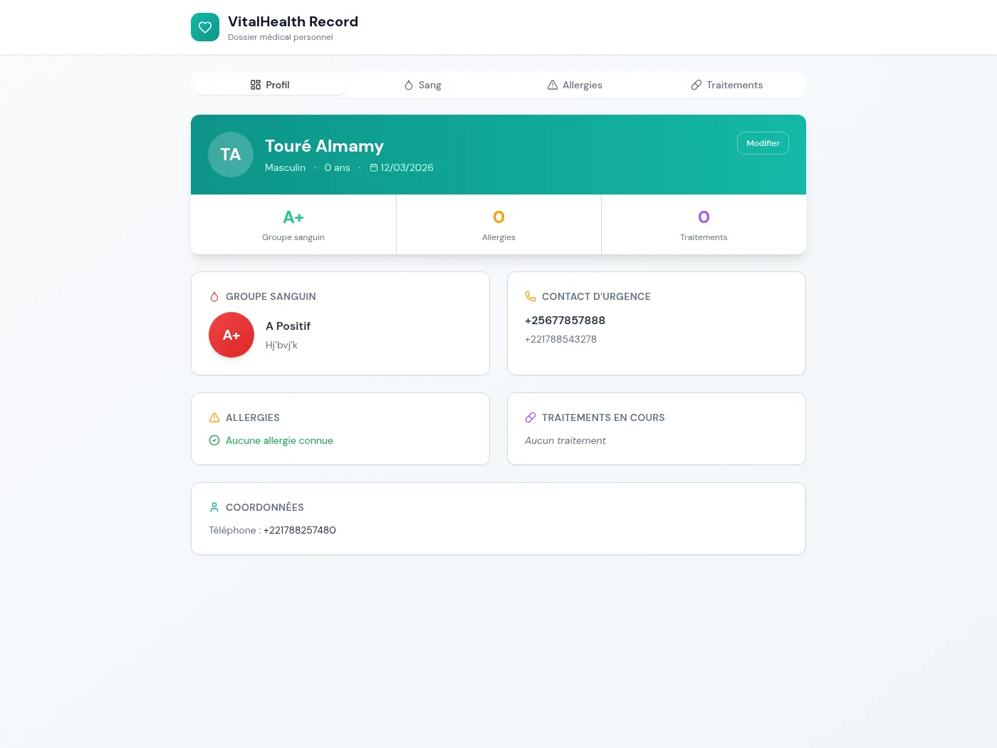 VitalHealth Record