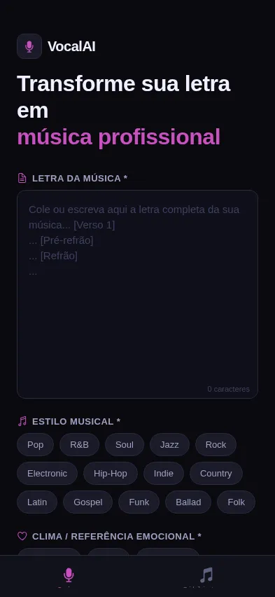 VocalAI Music Creator