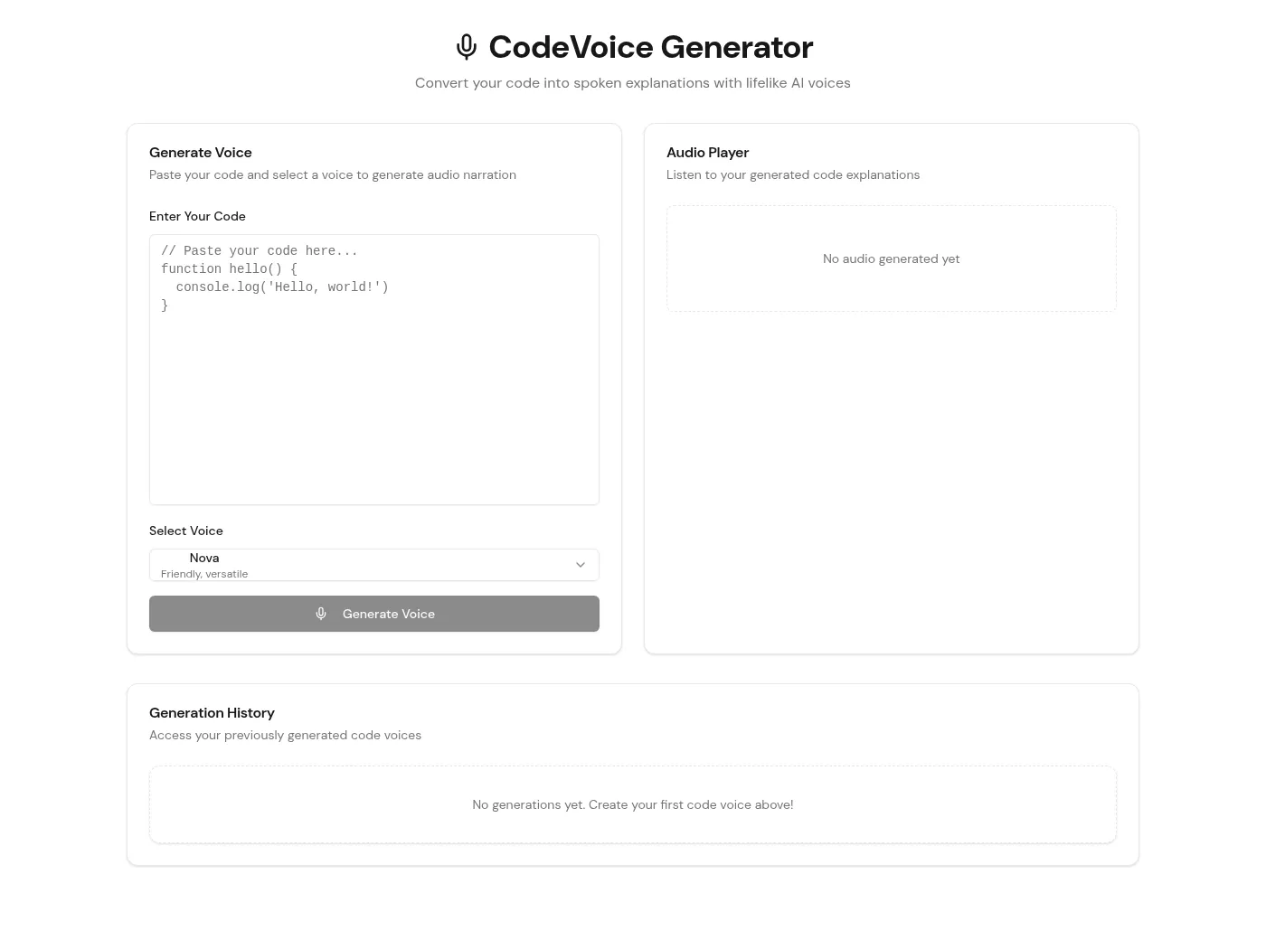 CodeVoice Generator