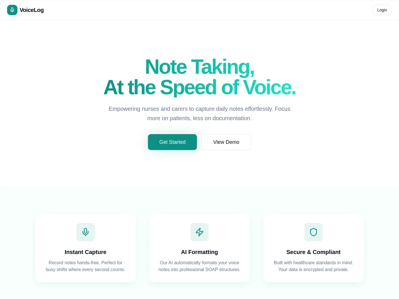 VoiceLog Nurse Notetaker
