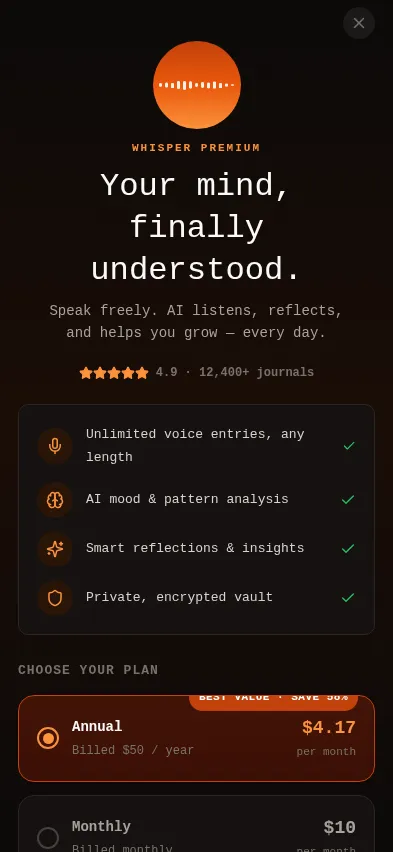 AI Voice Journaling Paywall