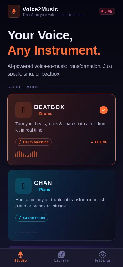 Voice2Music App