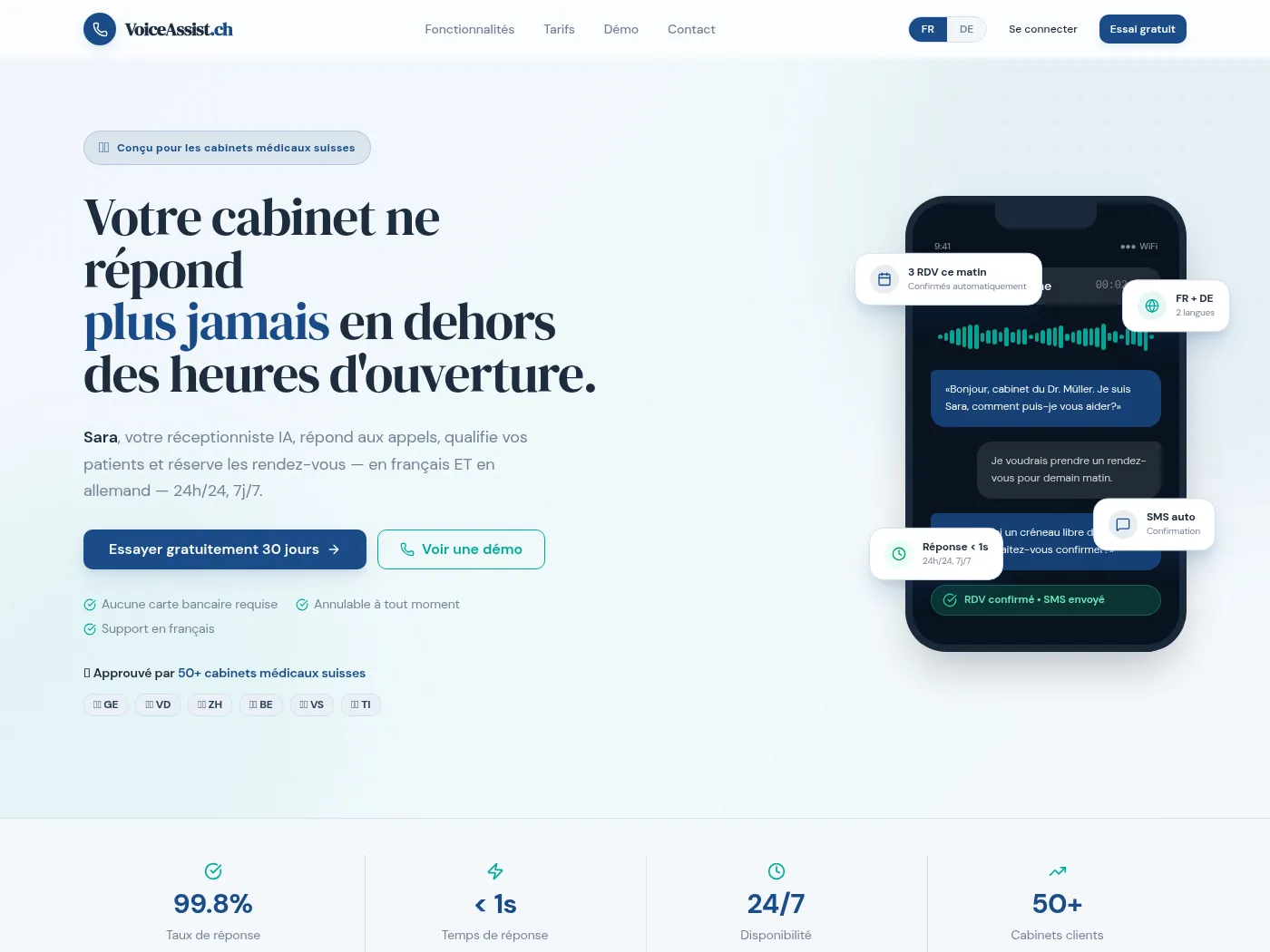 VoiceAssist.ch SaaS AI Receptionist