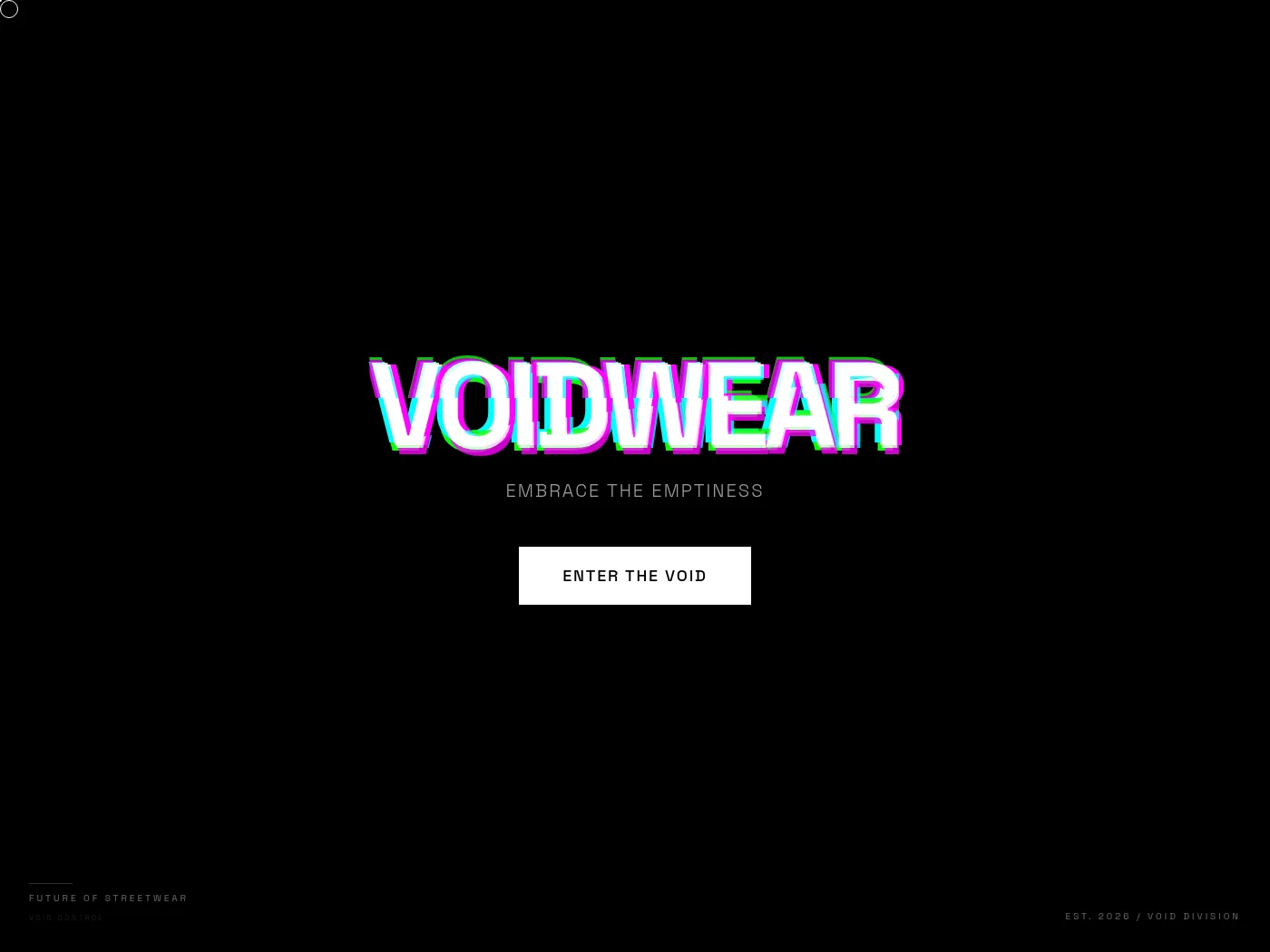 VOIDWEAR 3D Fashion Site