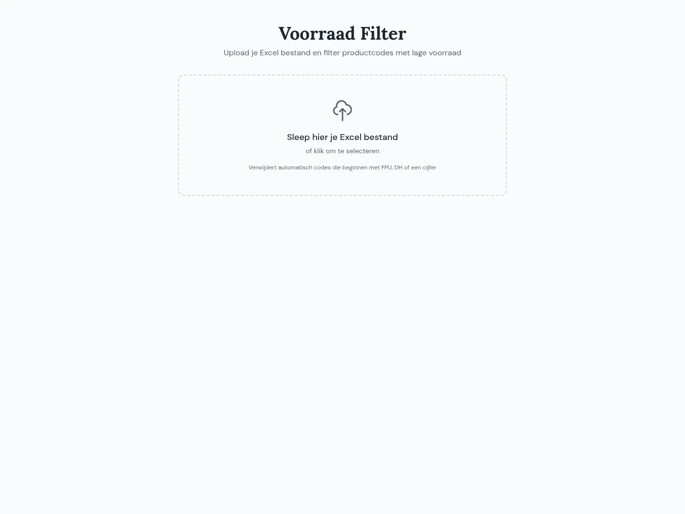 Voorraad Filter Webapp