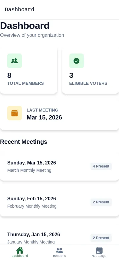 VoteReady Attendance Tracker