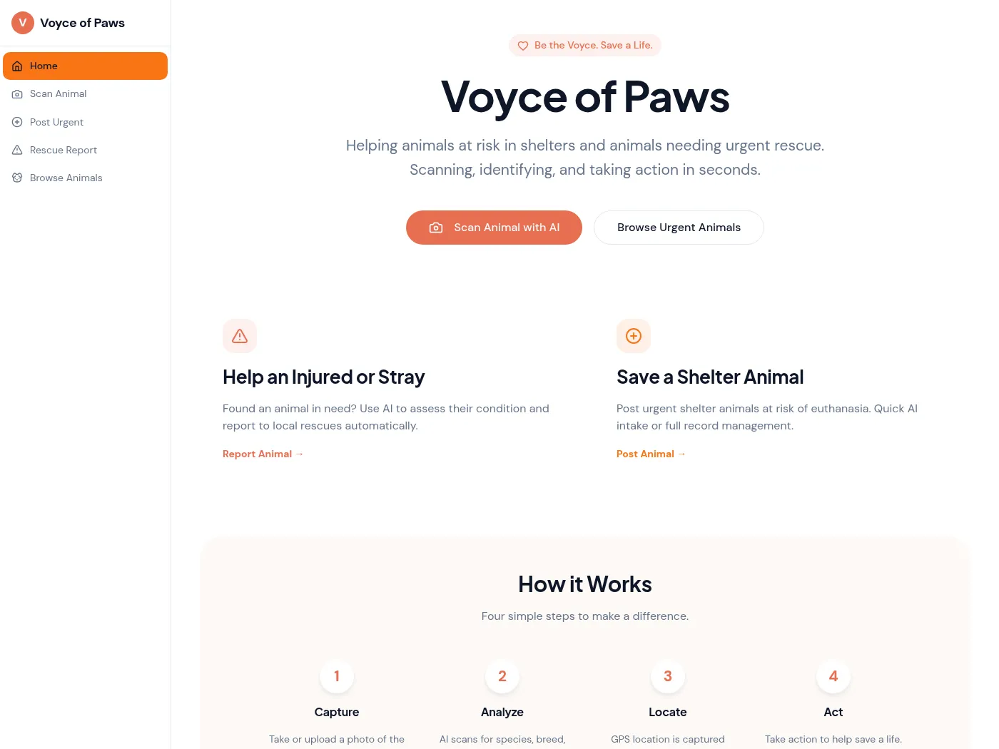 Voyce of Paws Web App