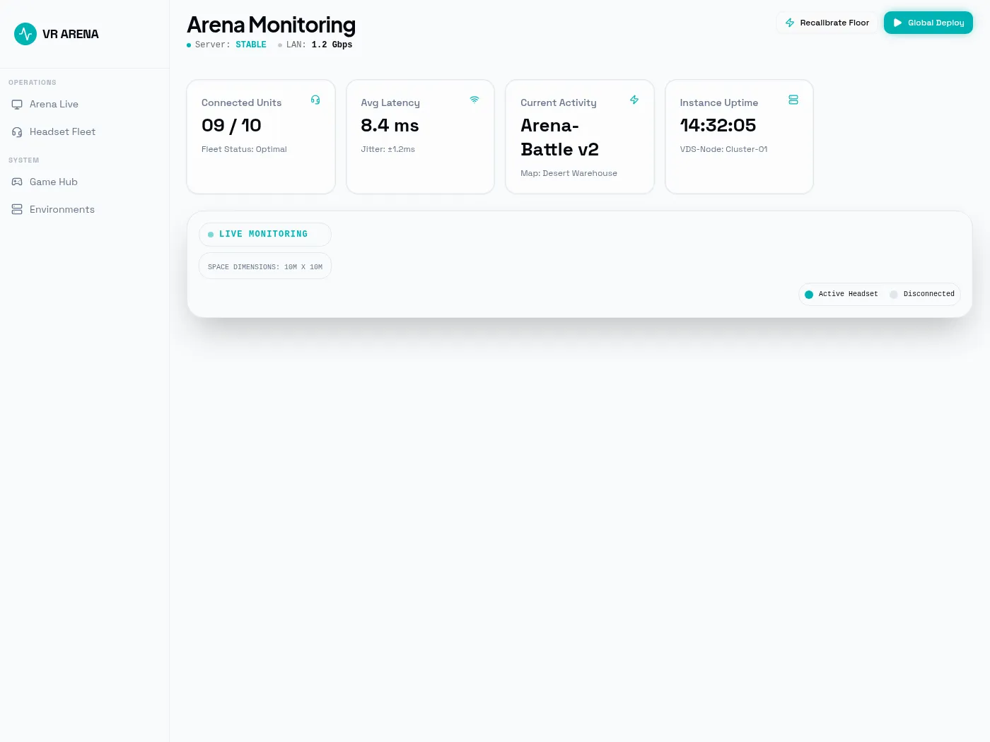 VR Free Roam Arena SaaS