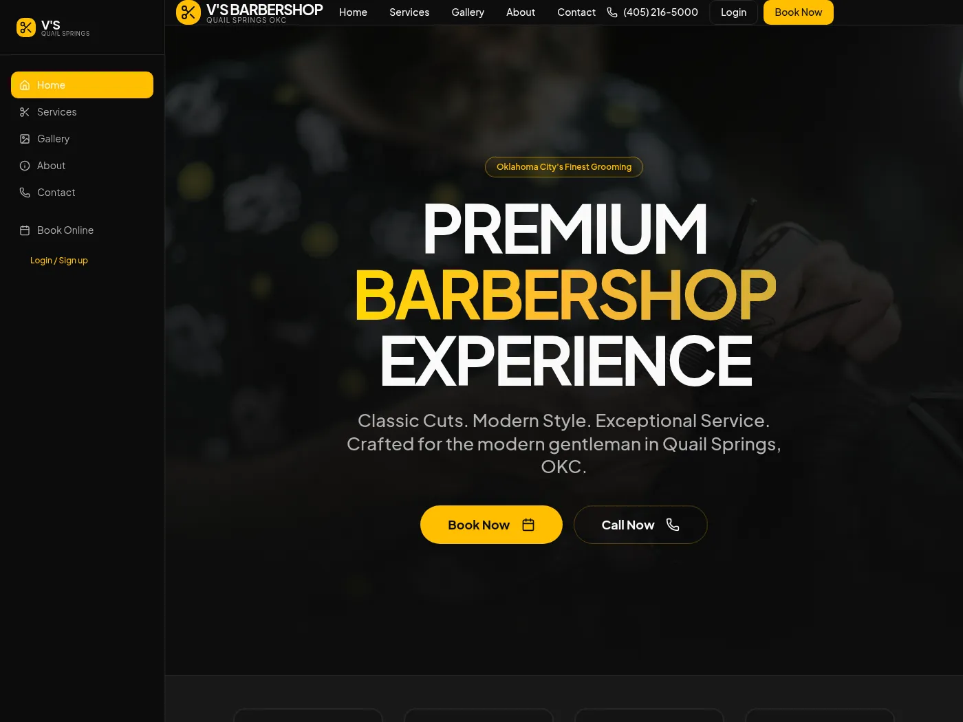 V's Barbershop Web Experience