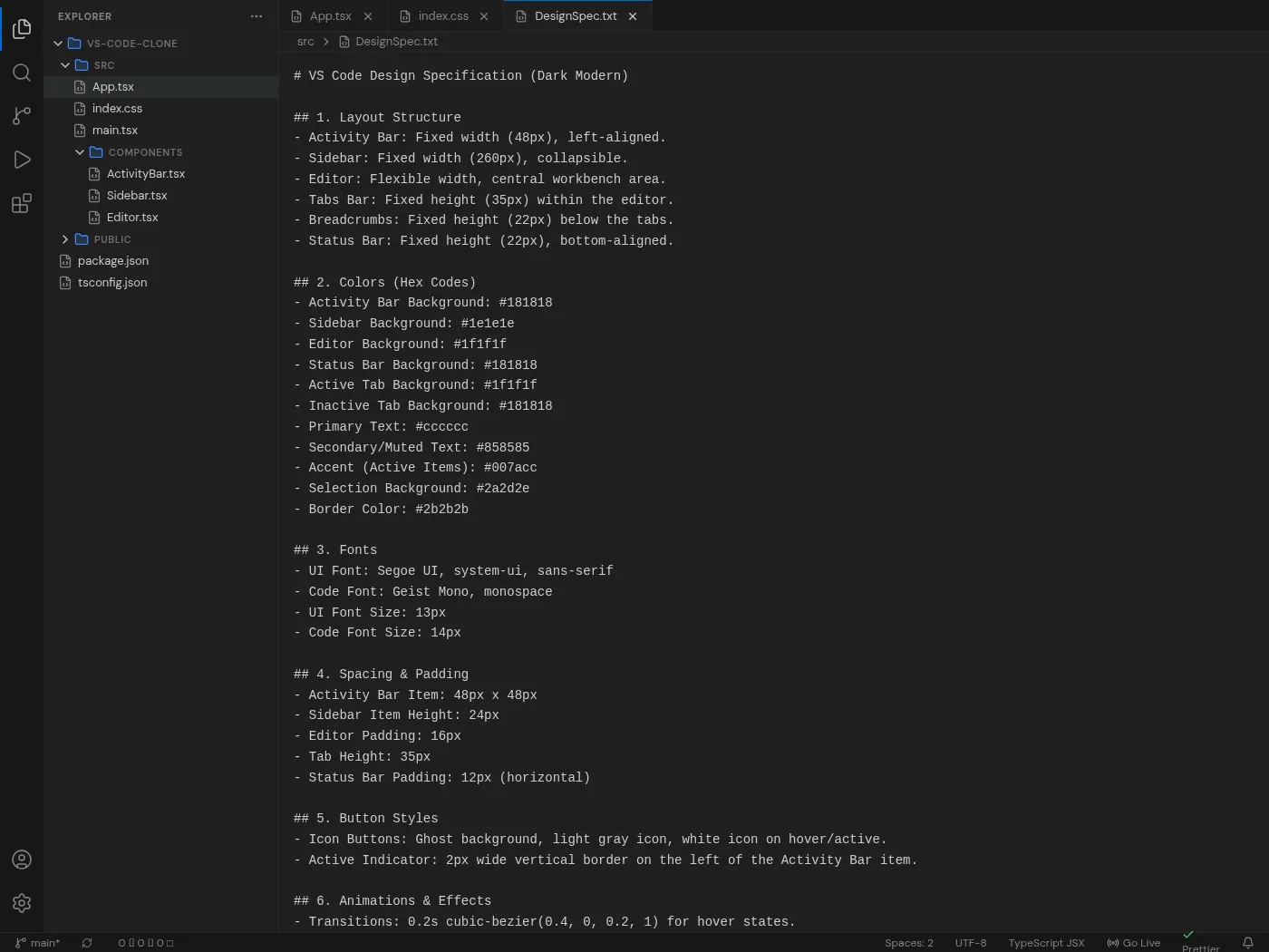 VS Code Design Clone