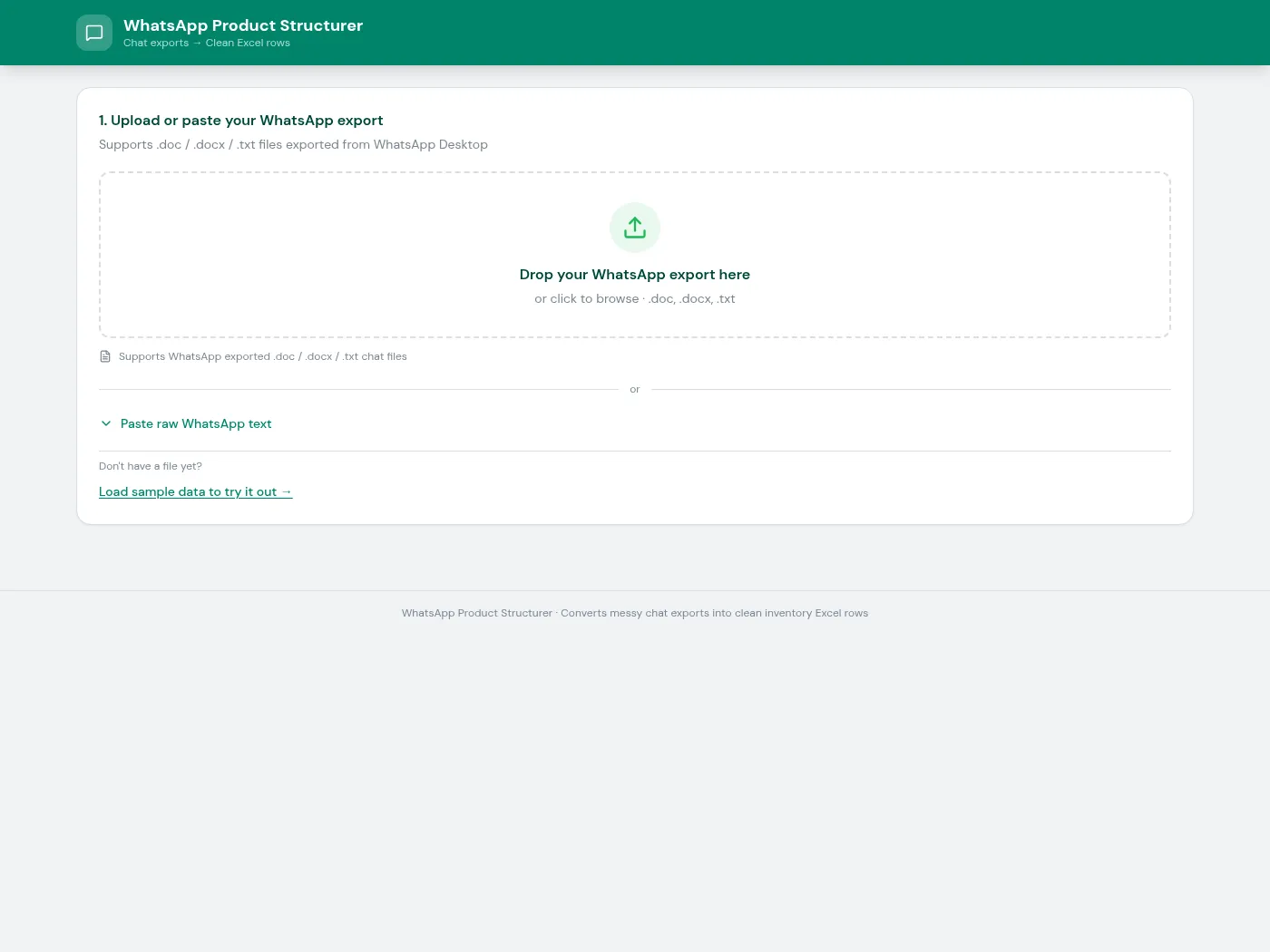 WhatsApp Product Structurer