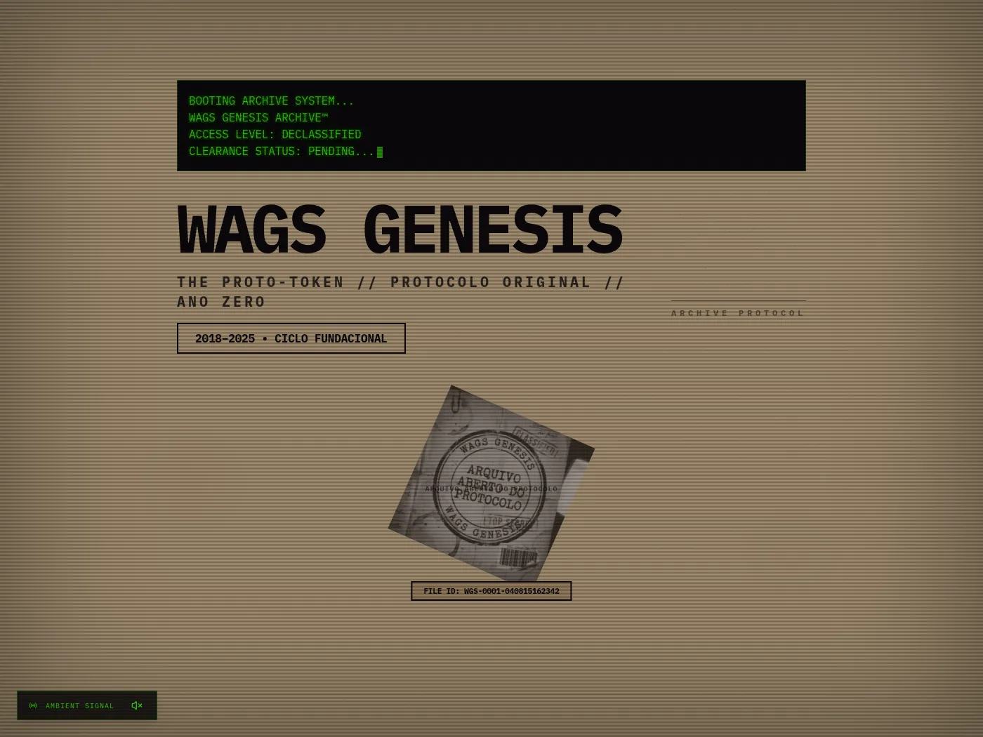 WAGS Genesis Archive