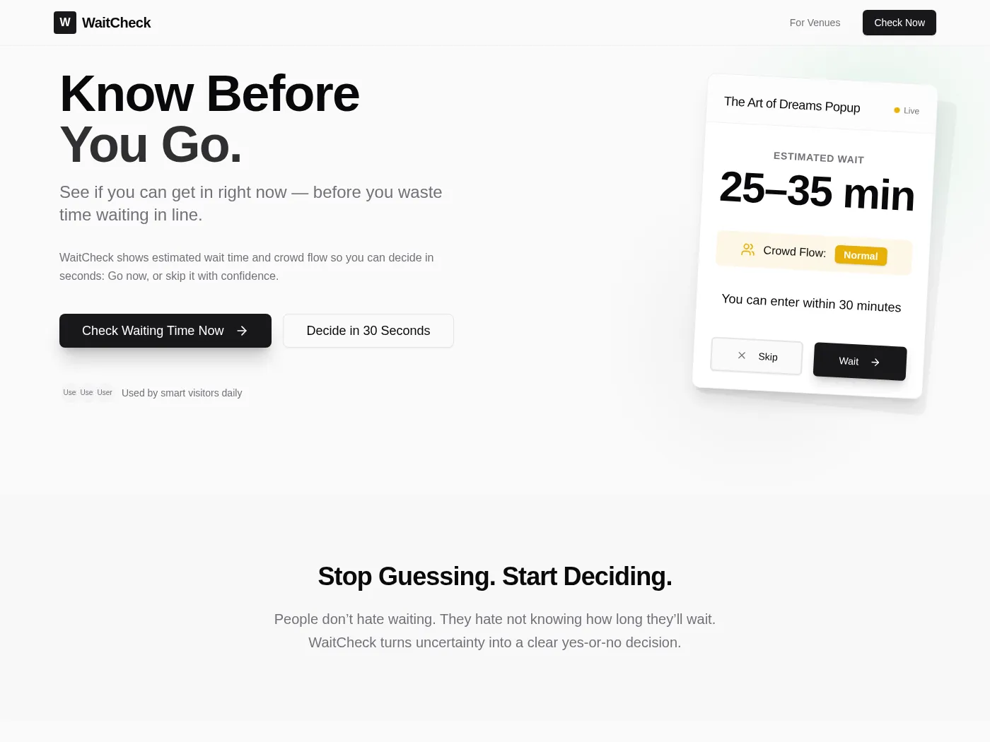 WaitCheck Landing Page