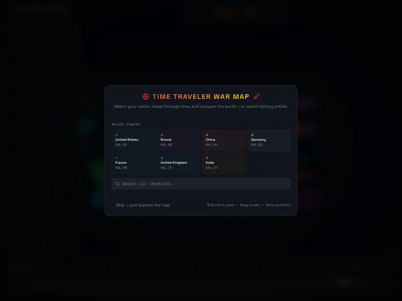 Time Traveler War Map