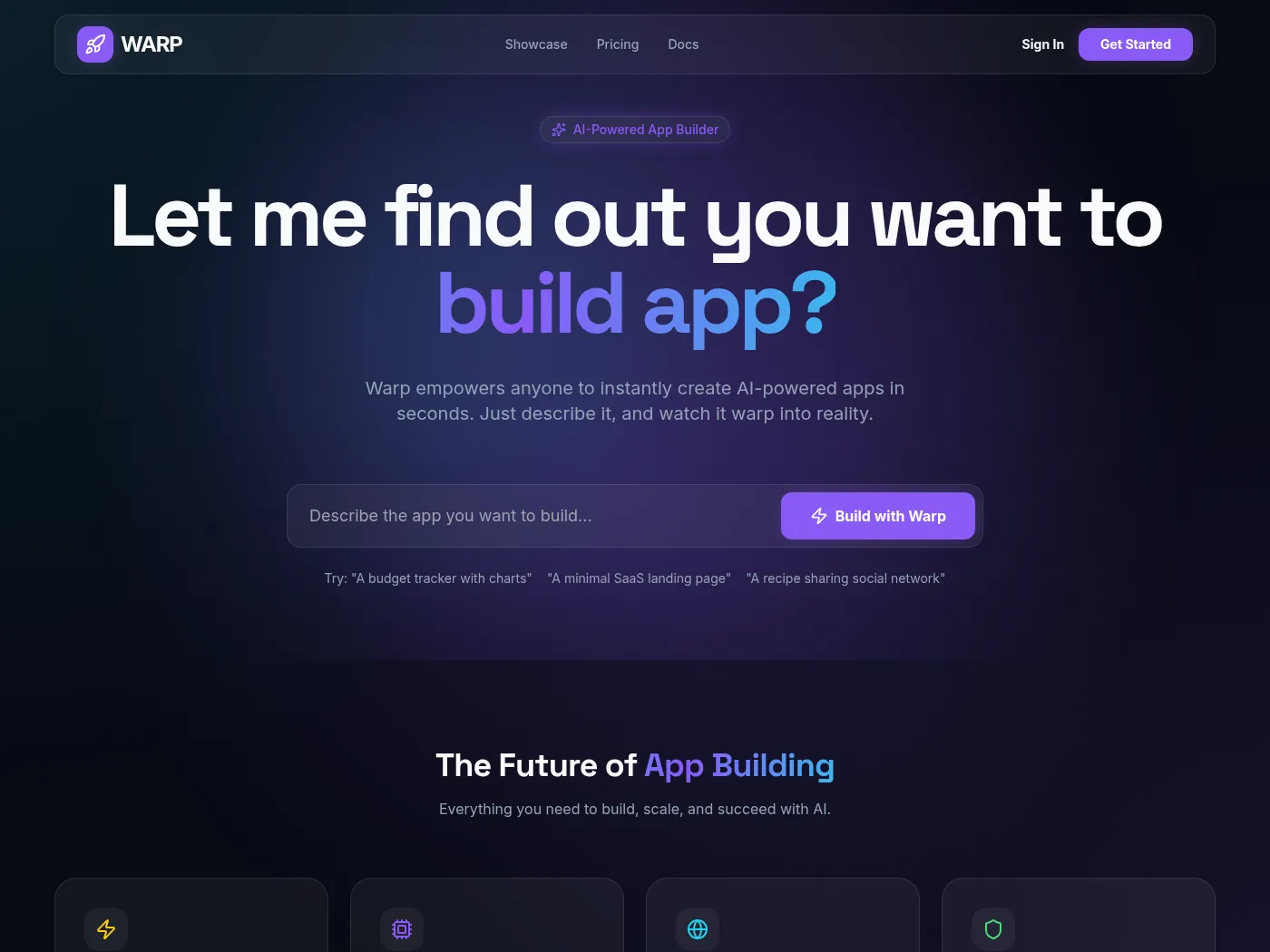 Warp AI App Builder