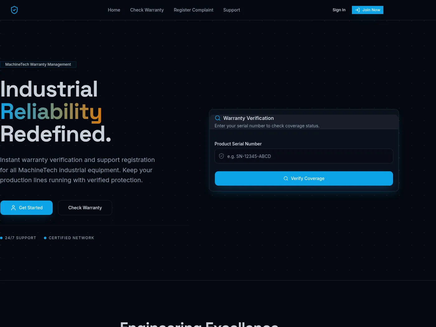 MachineTech Warranty Portal