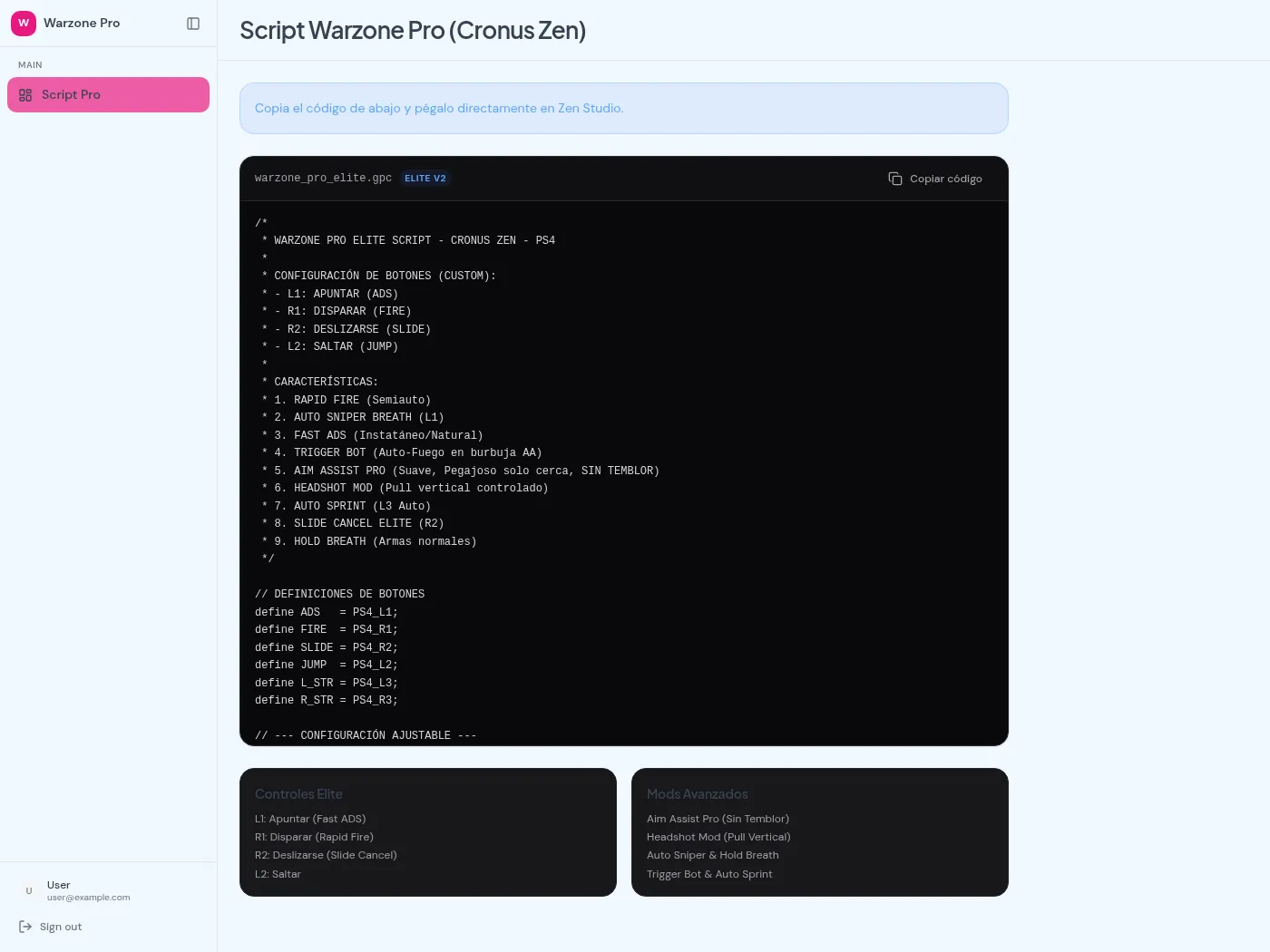 Pro Aim Warzone Script