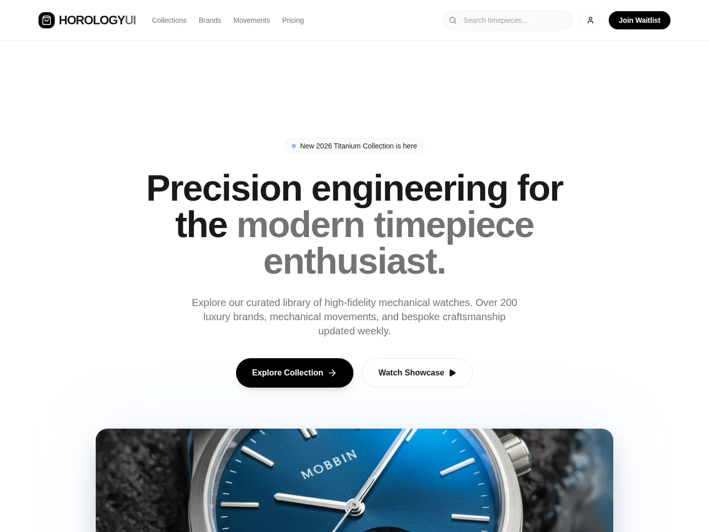 Watch Shop Landing UI