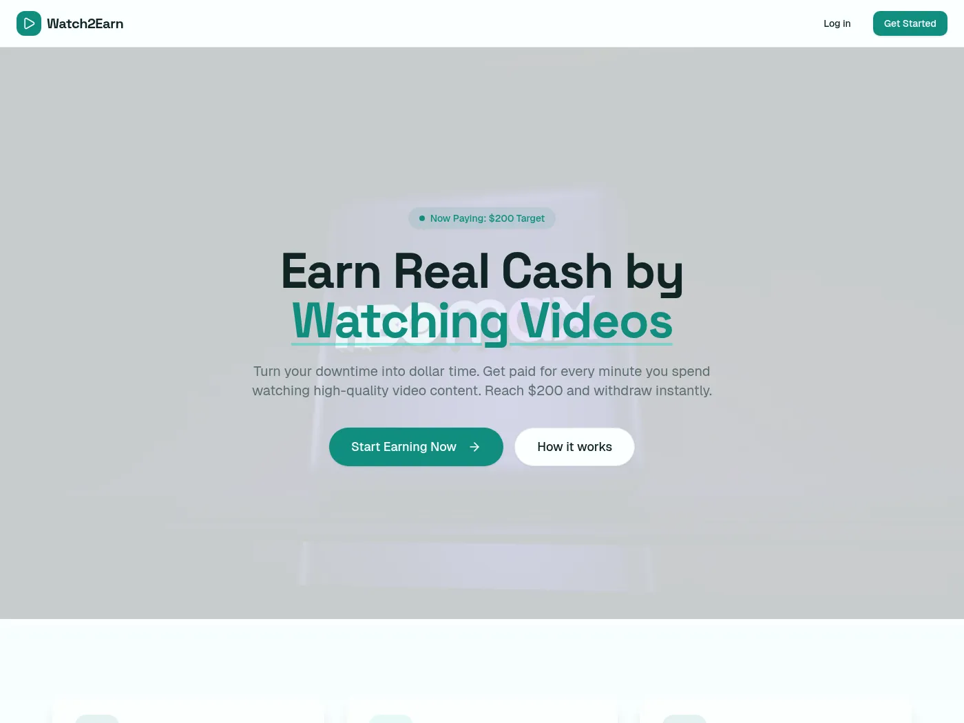 Watch2Earn Web Platform a day