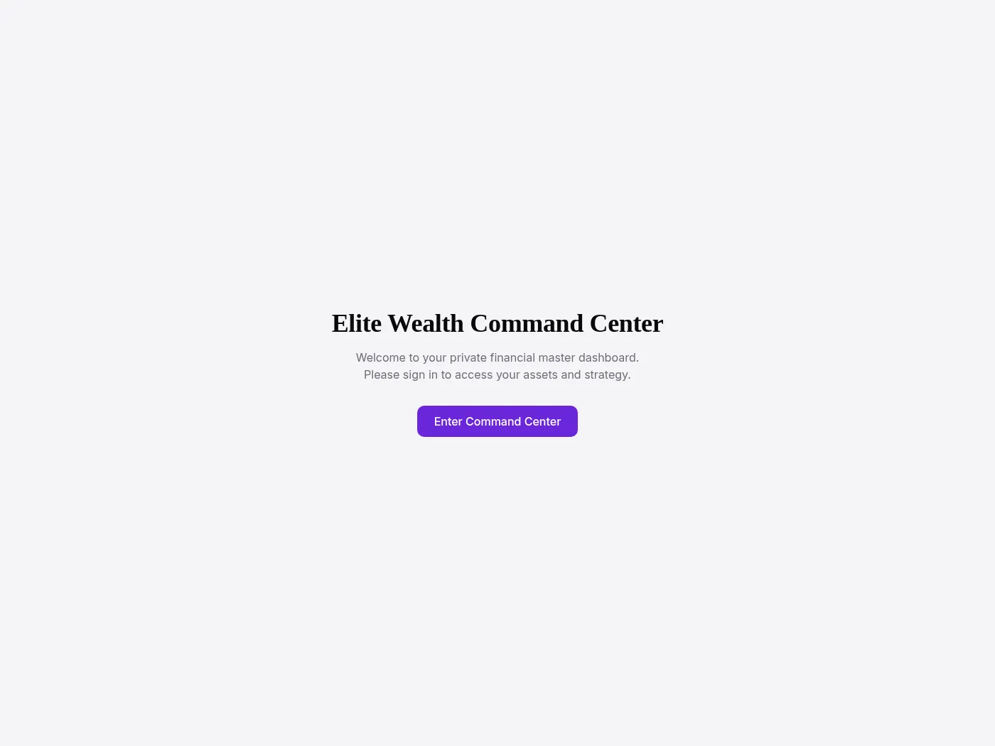Elite Wealth Command Center