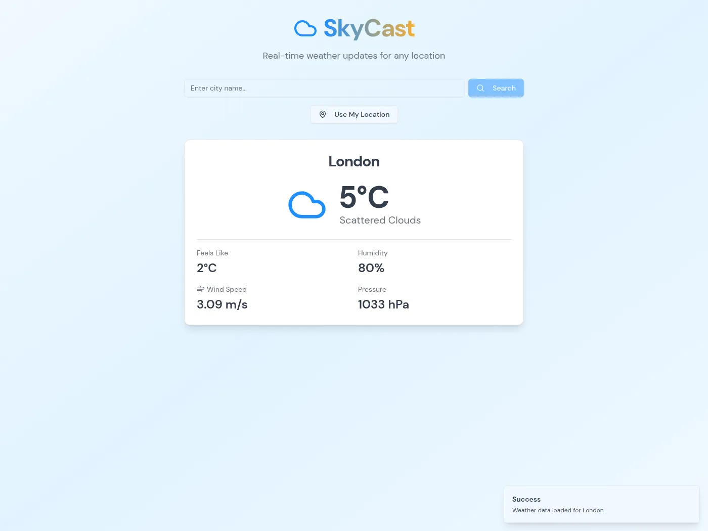 SkyCast Weather App