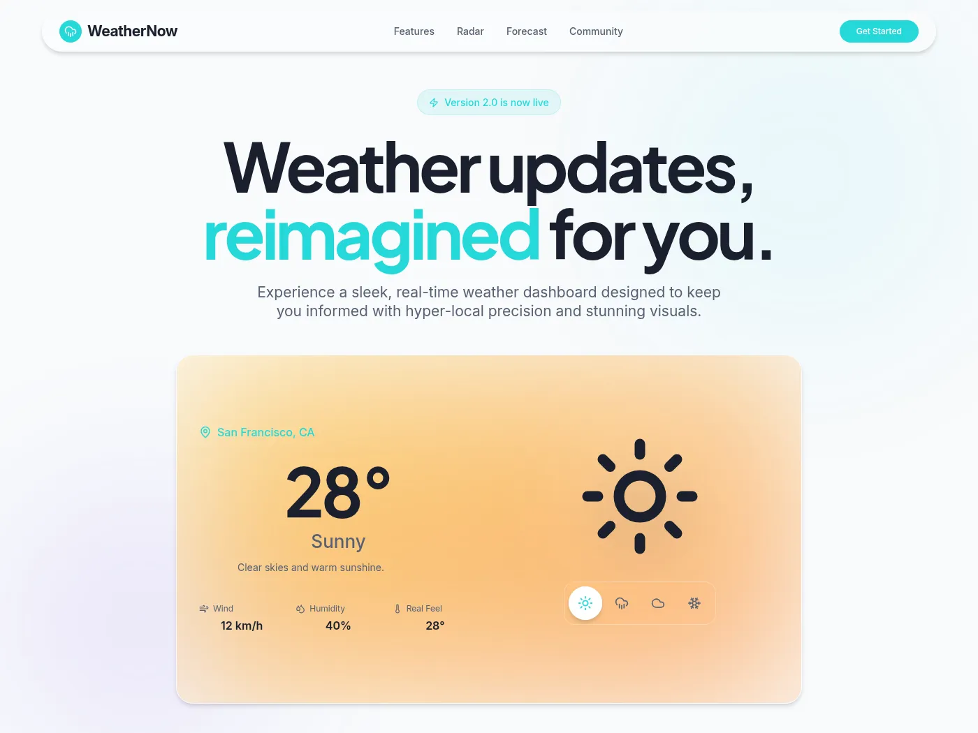 WeatherNow Landing Page