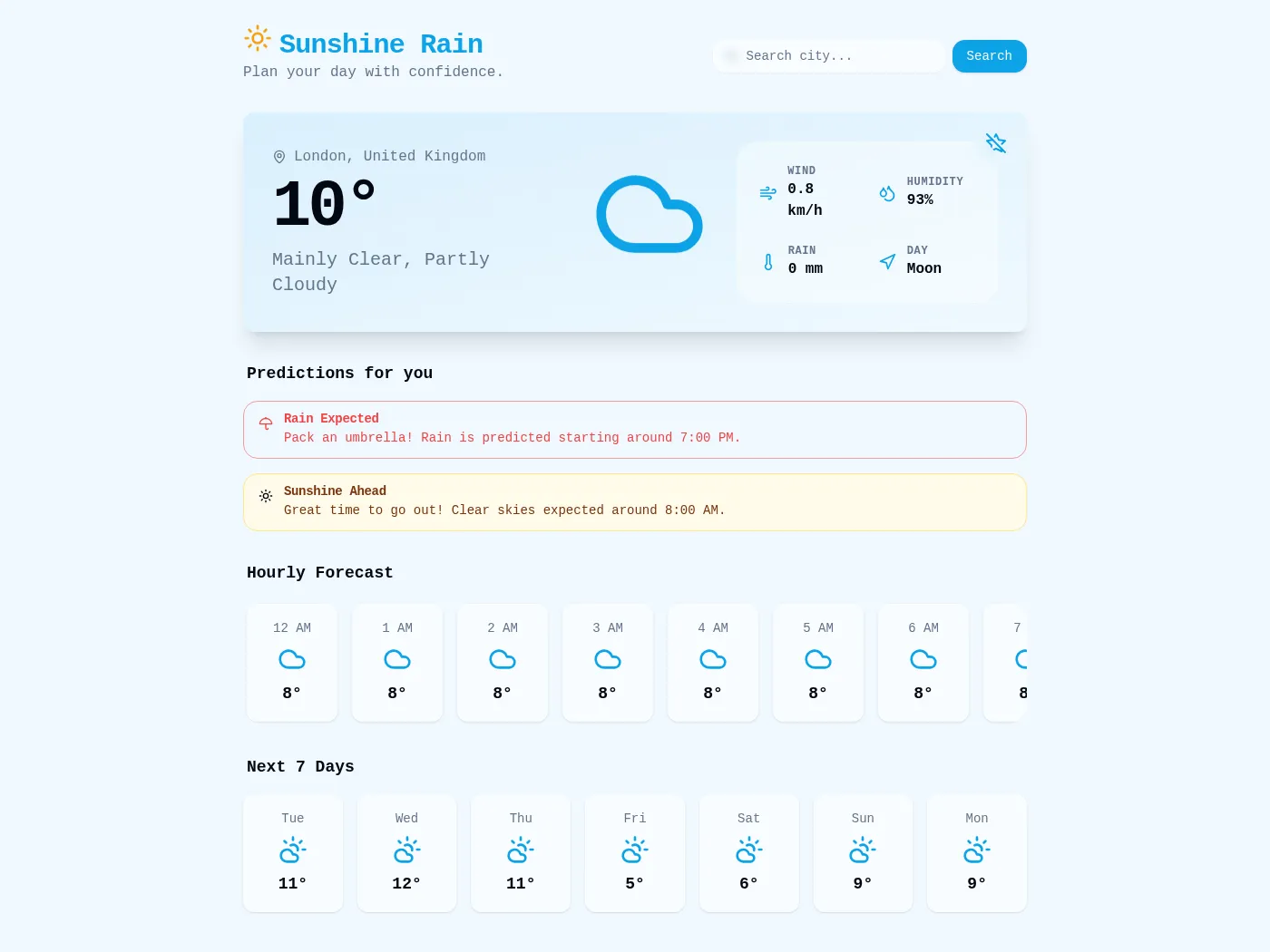 Sunshine Rain Predictor