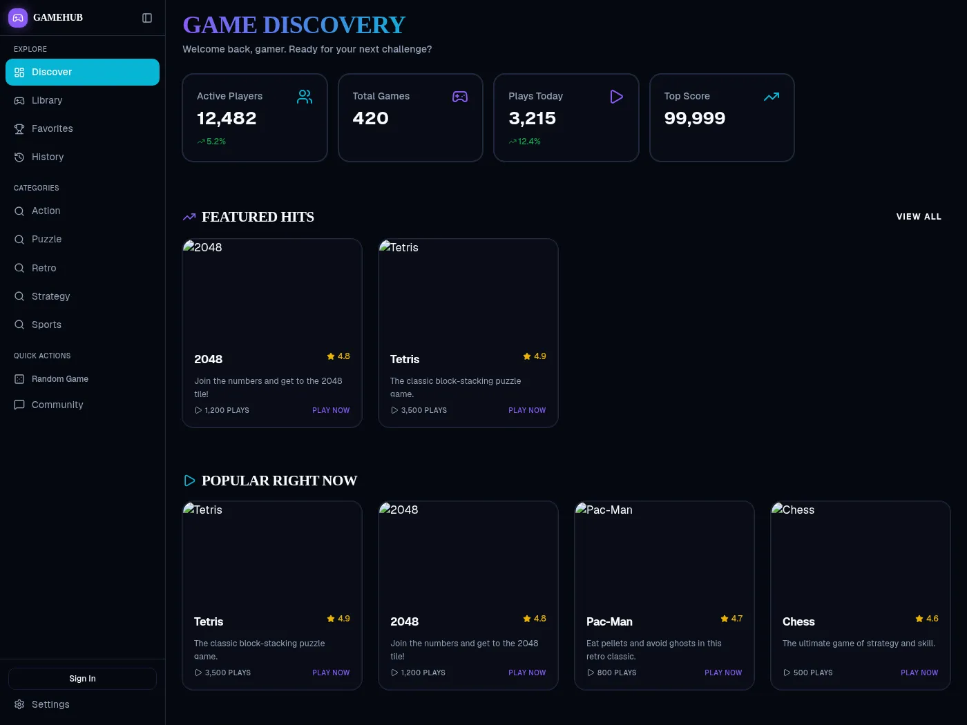 GameHub Portal