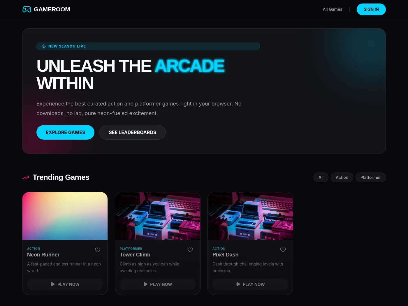 GameRoom Web Arcade
