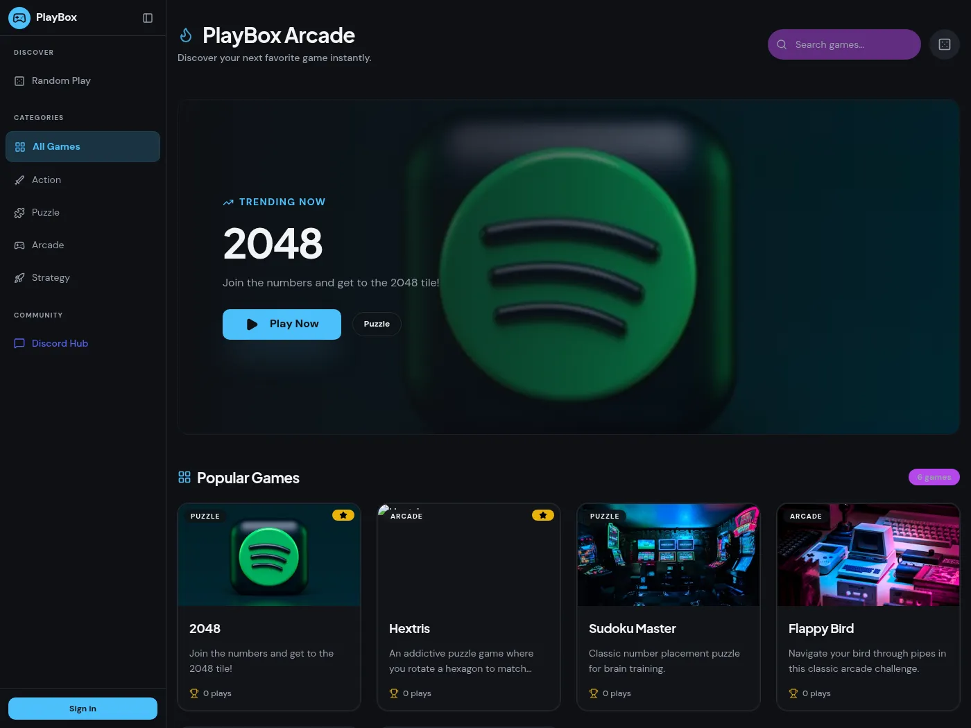 PlayBox Arcade Hub