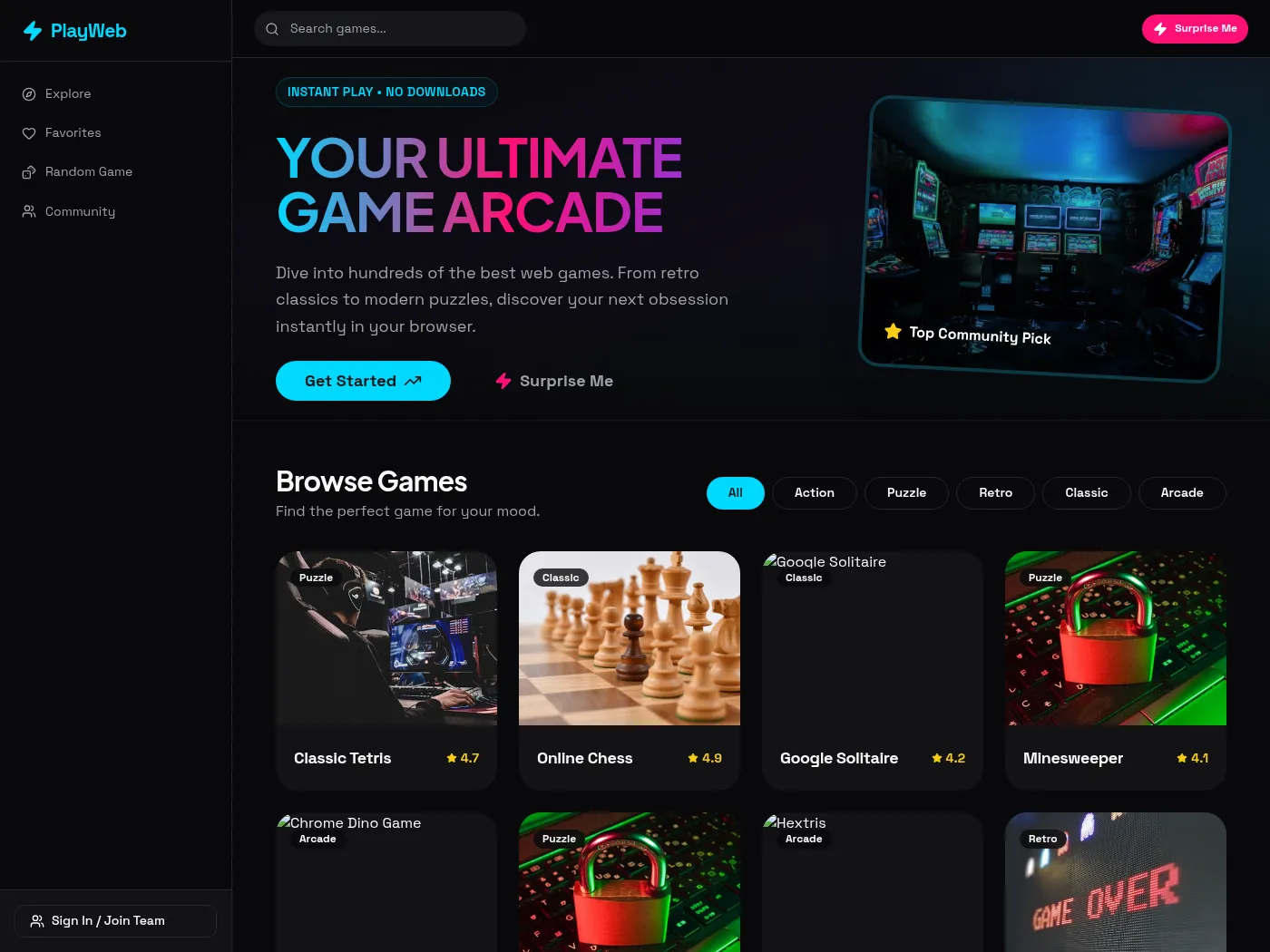 PlayWeb Arcade