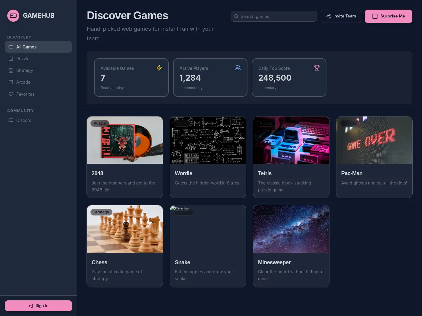 Web Games Hub