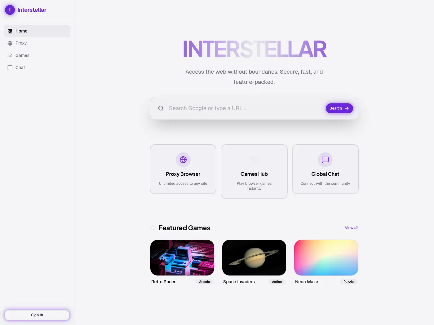 Interstellar Web Portal