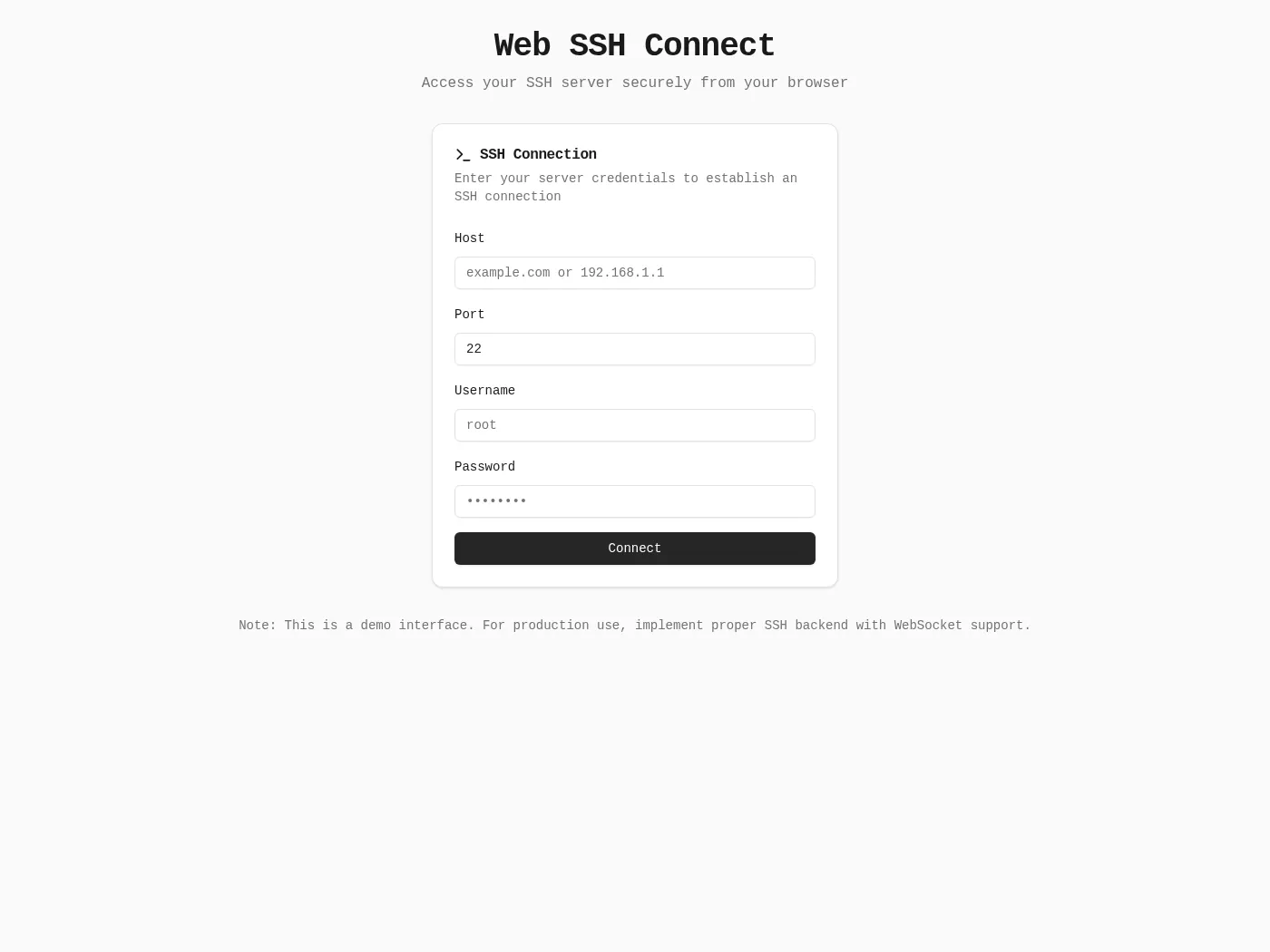 Web SSH Connect