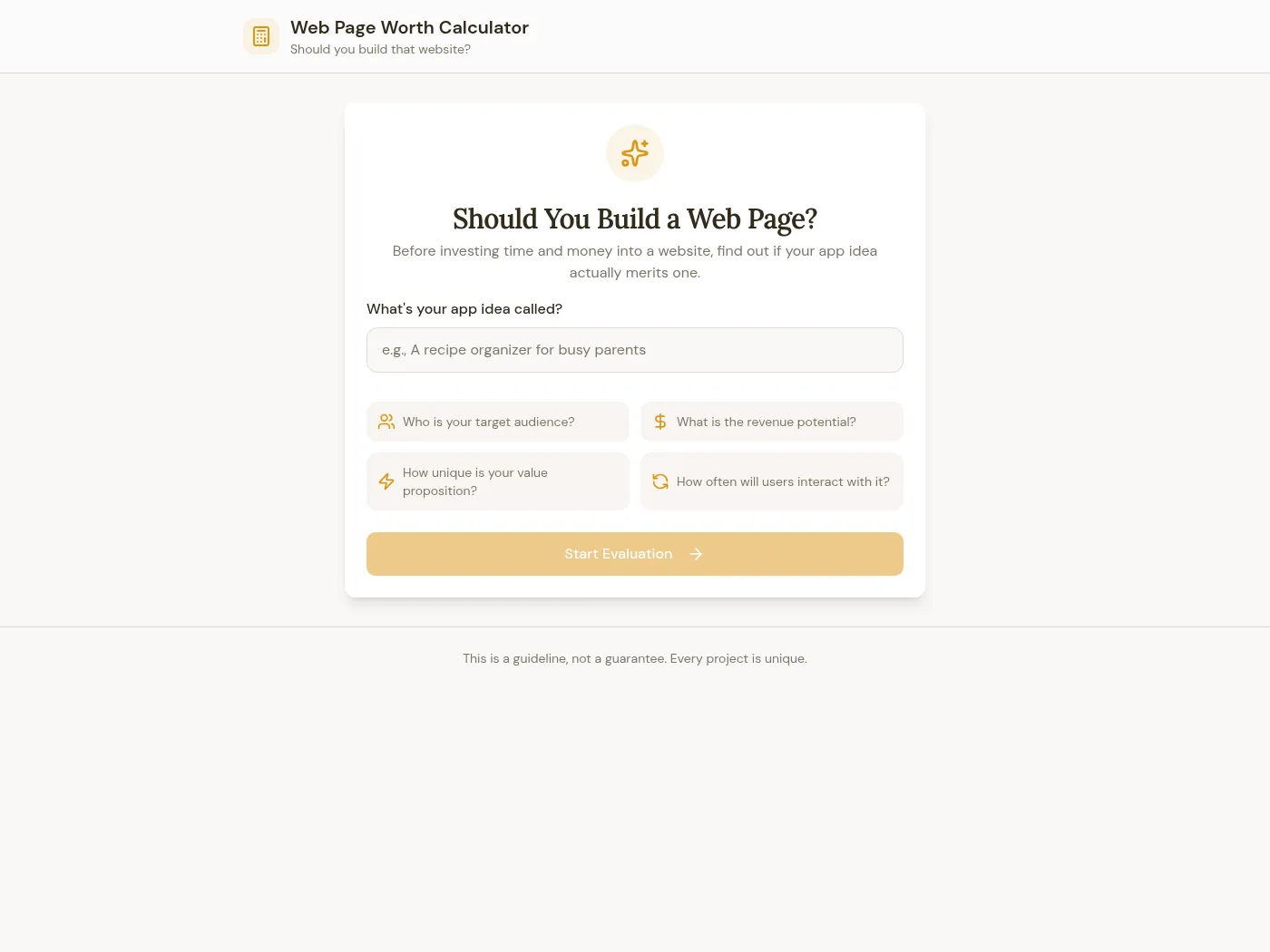 Web Page Worth Calculator
