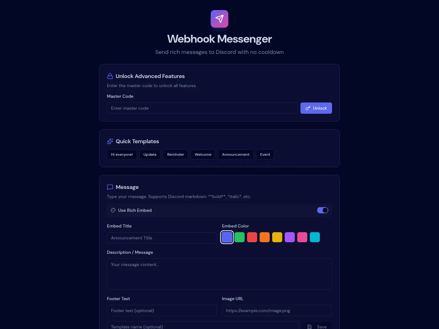 Webhook Messenger UI