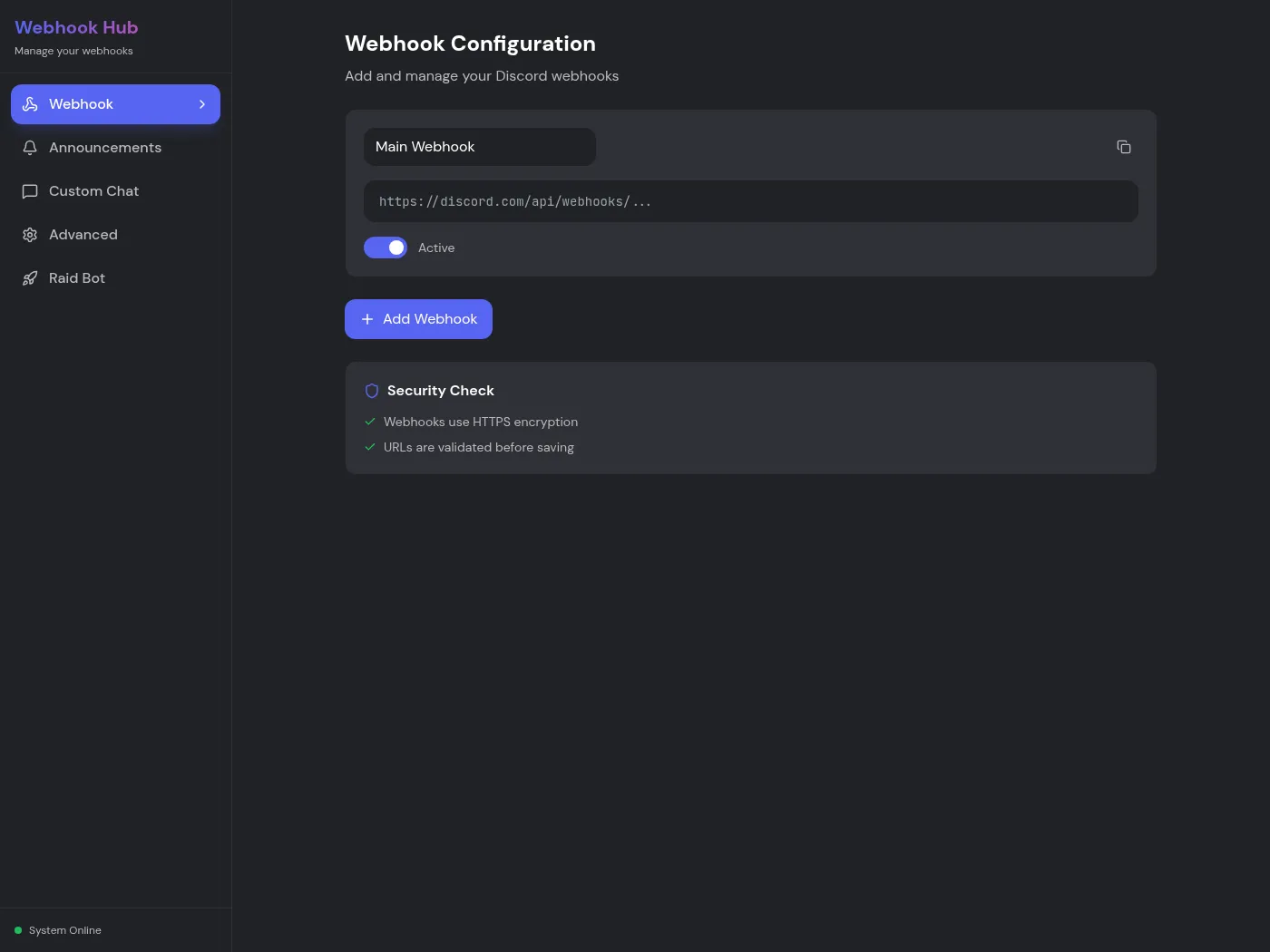 Webhook Manager Hub