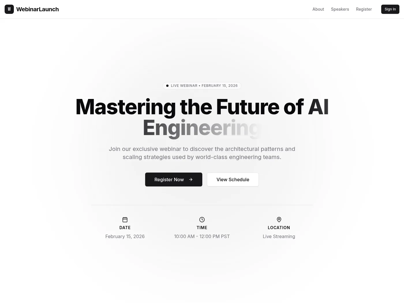 Webinar Launch Page