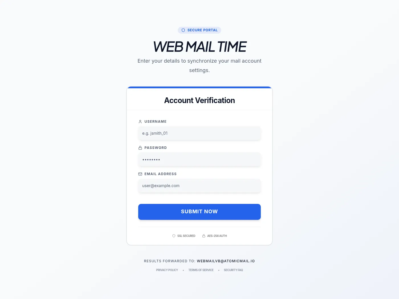 Web Mail Time Form