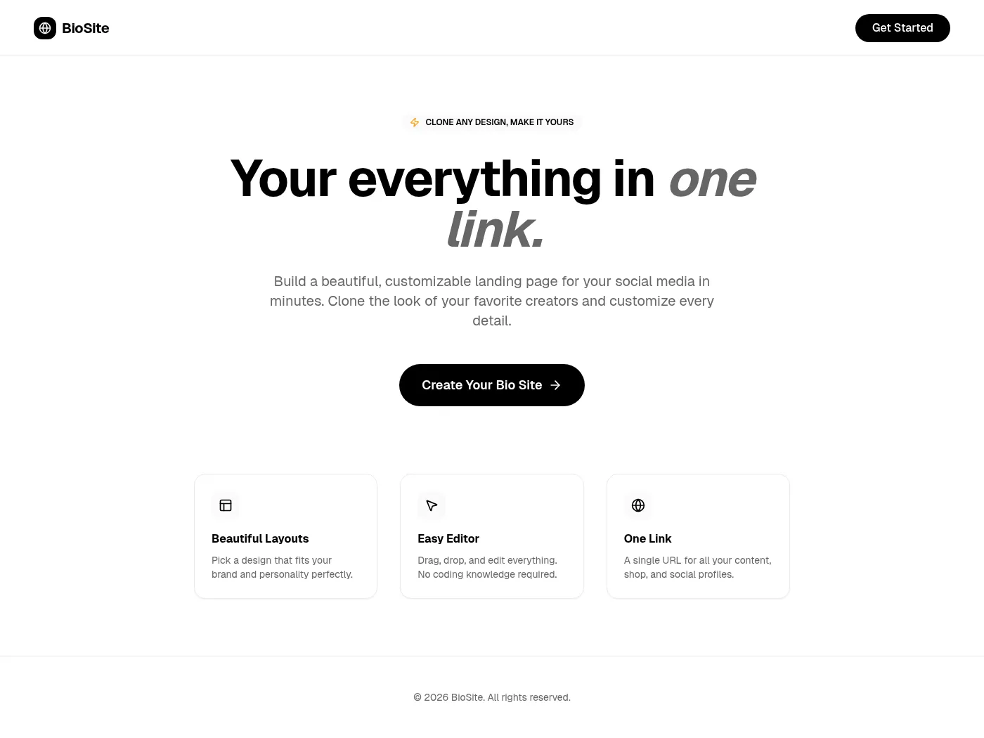 Customizable Website Clone