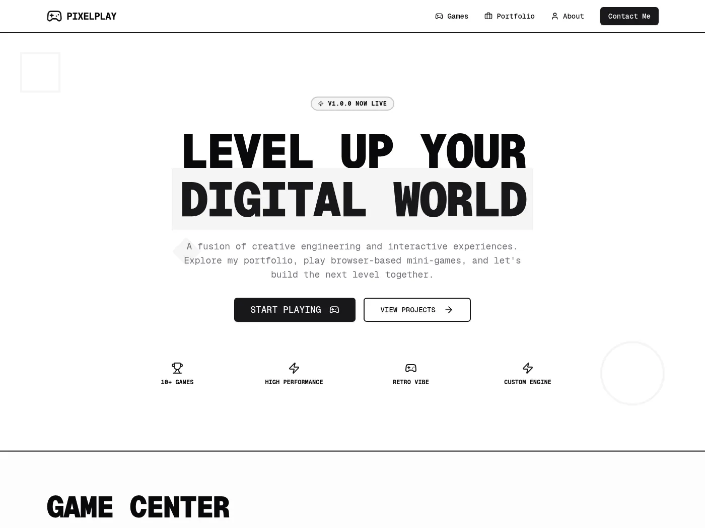 PixelPlay Website & Games