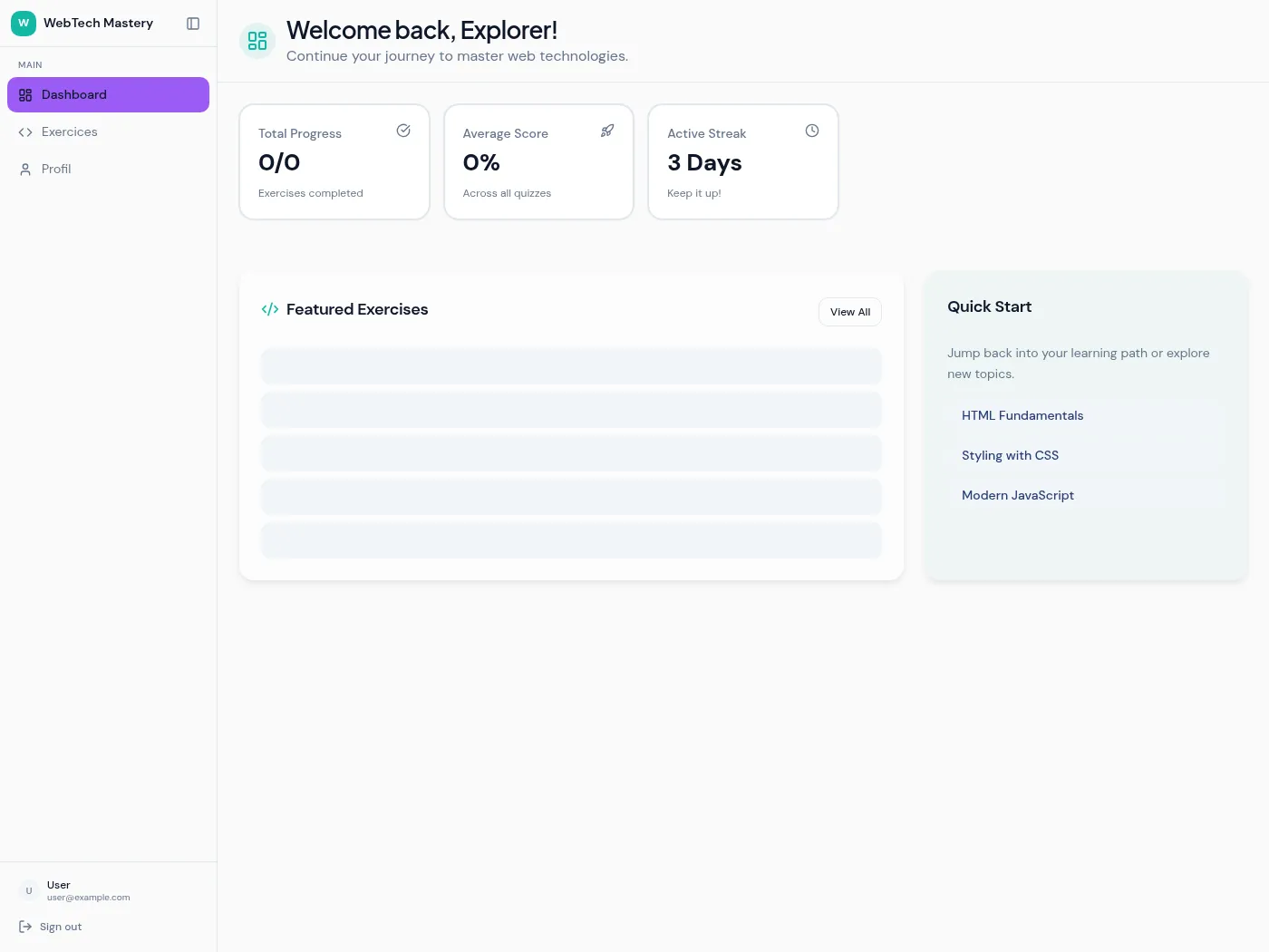 WebTech Exercise App