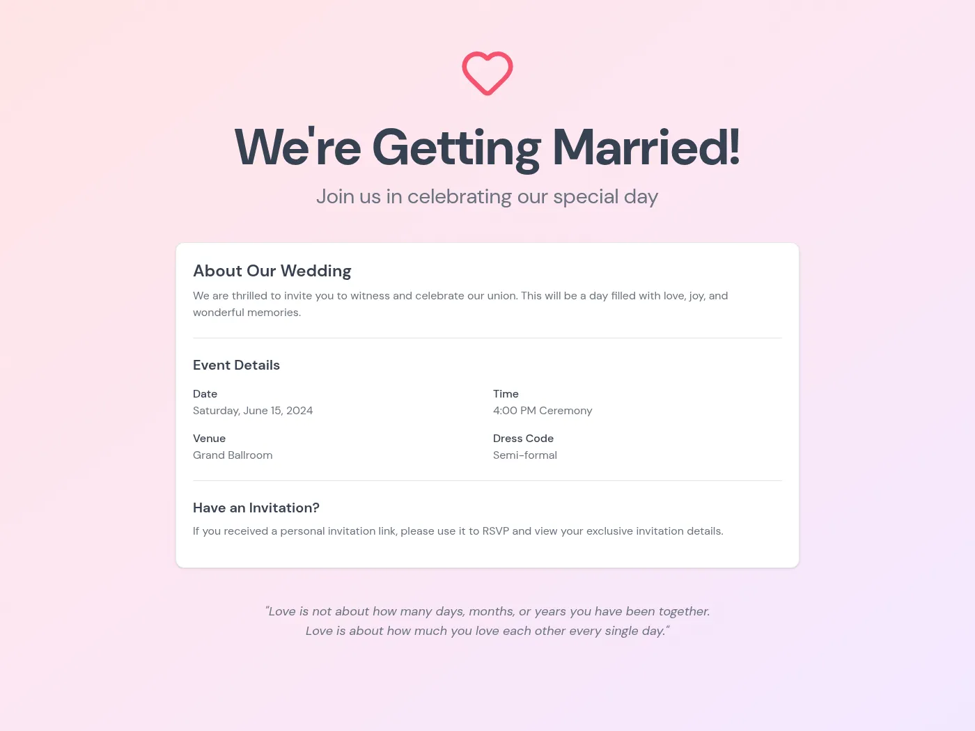 Wedding Invite Portal